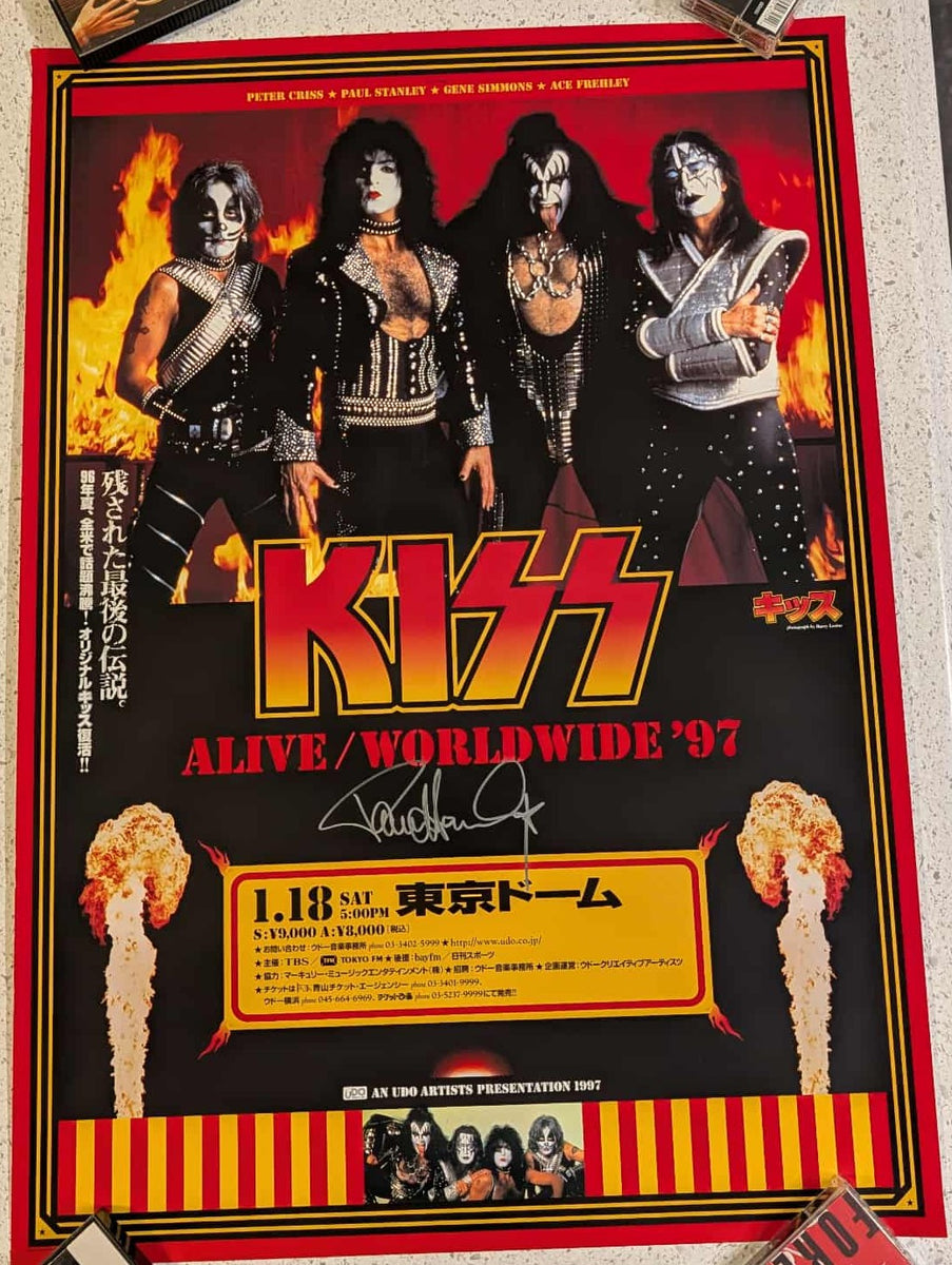 KISS 1997 JAPAN ALIVE WORLDWIDE Tour Promo POSTER Signed by PAUL STANL ...