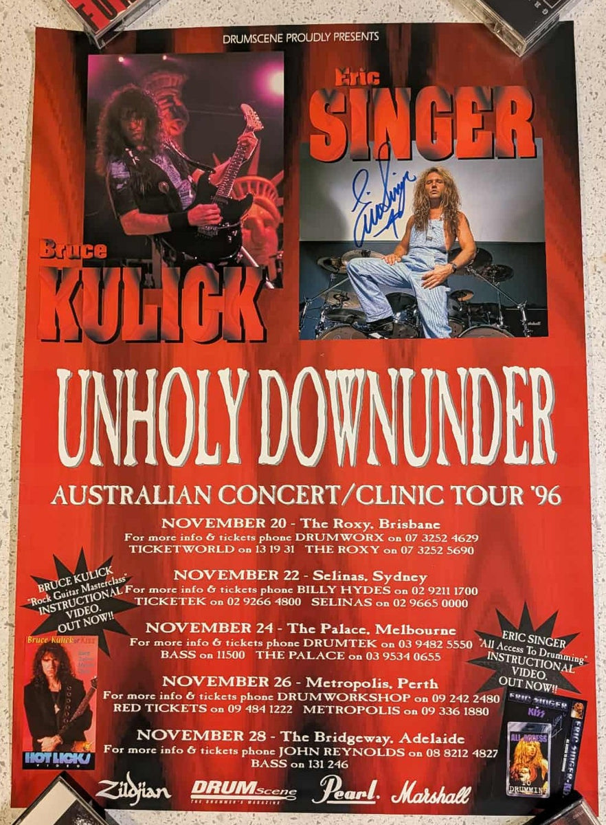 KISS Eric Singer Personally Owned 1996 AUSTRALIA TOUR w BRUCE KULICK P ...