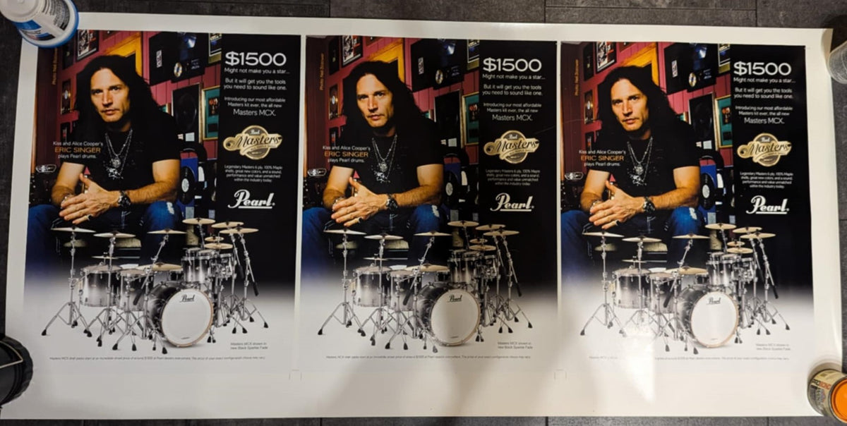 KISS Eric Singer Personally Owned PEARL DRUMS UNCUT PROOF SHEET Poster ...