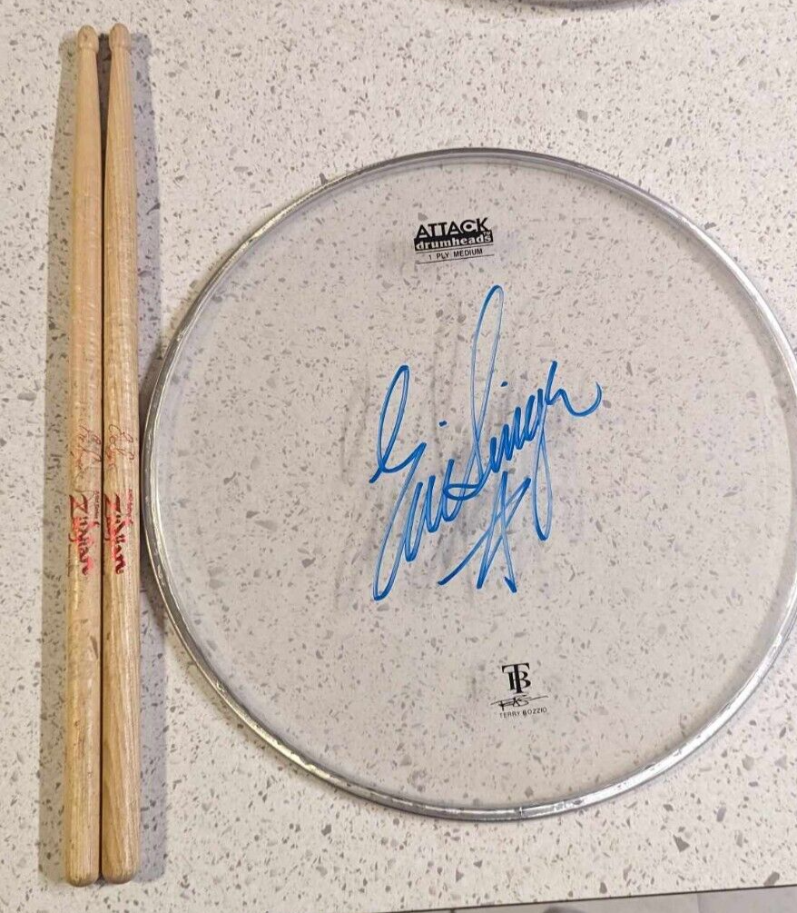 KISS JIMMY KIMMEL March 20 2012 USED 12" Signed Drumhead Drumsticks Er ...