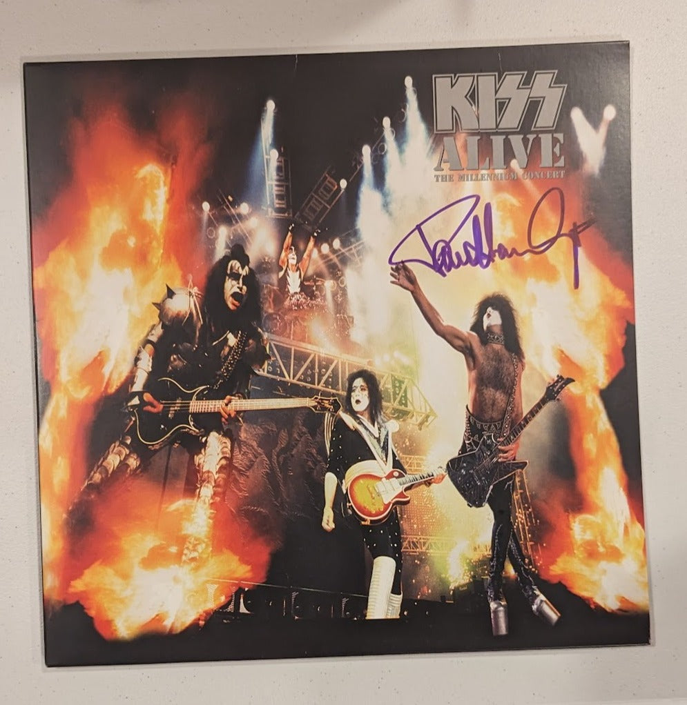 PAUL STANLEY signed ALIVE MILLENNIUM CONCERT LP Purple Marker KISS ...