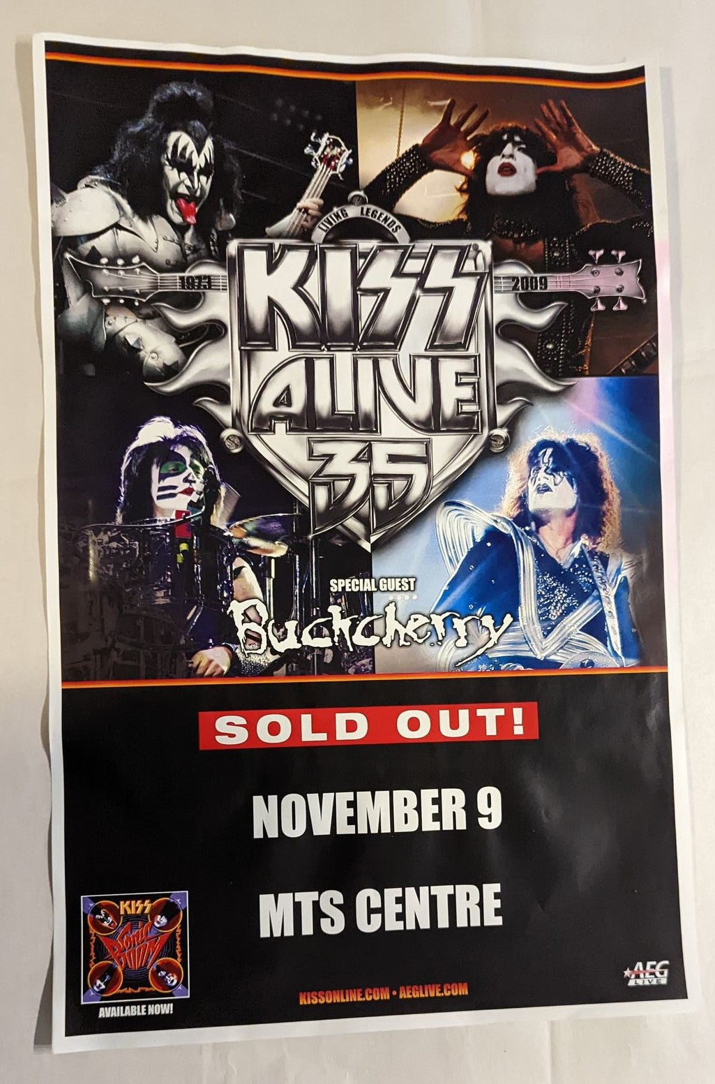 KISS ALIVE 35 TOUR 11-09-09 WINNIPEG CANADA Original CONCERT SHOW POST ...